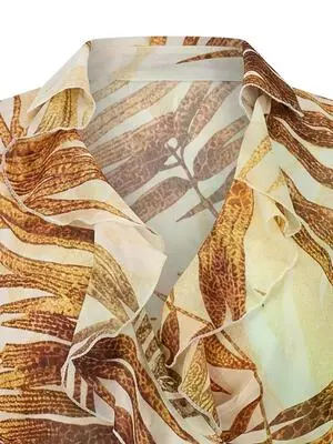 Just Cavalli Ruffled Leaf-print Shirt