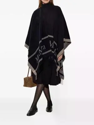 Max Mara Logo Intarsia Fringed Cape