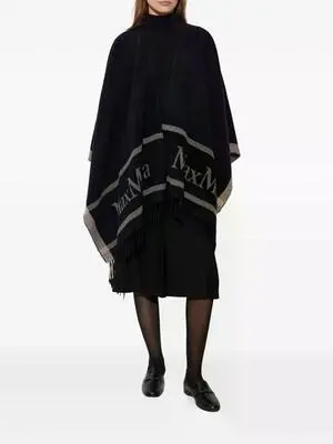 Max Mara Logo Intarsia Fringed Cape