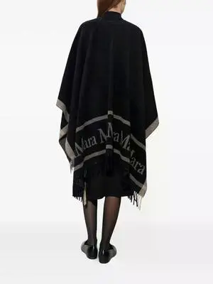 Max Mara Logo Intarsia Fringed Cape