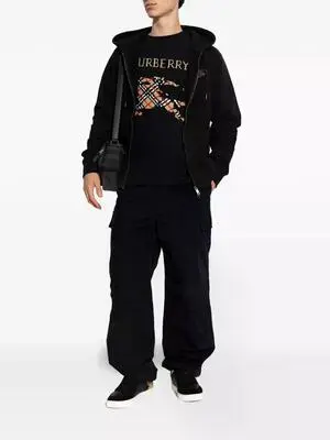 Burberry Navy Crinkled Texture Wide-leg Cargo Pants