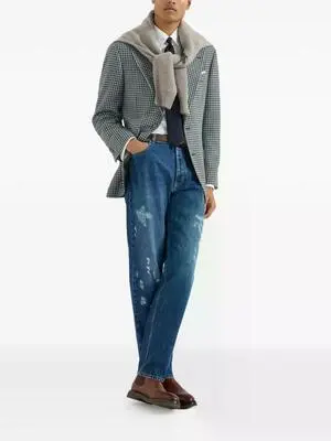 Brunello Cucinelli Iconic Fit Five-pocket Denim Trousers With Rips - Blue