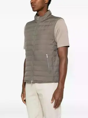 Brunello Cucinelli Quilted High-neck Gilet - Green