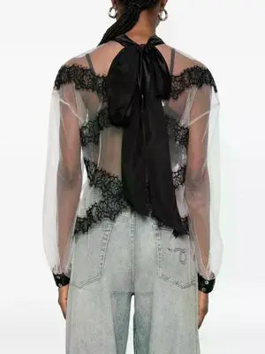 Viktor & Rolf Sheer Tulle Blouse With Lace Trim