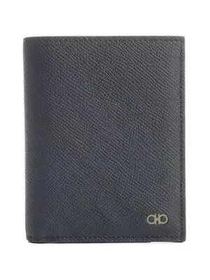 FERRAGAMO Mini Gancini-plaque Grained-leather Wallet - Blue