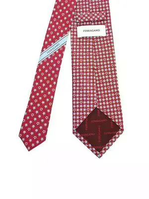 FERRAGAMO Gancini Turtle-print Silk Neck Tie - Red