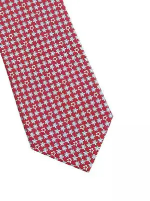 FERRAGAMO Gancini Turtle-print Silk Neck Tie - Red