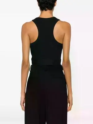 Givenchy Cropped Ribbed Cotton Tank Top - Black