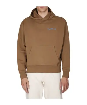 SUNFLOWER Long-sleeved Hooded Sweatshirt With Back Graphic - Brown