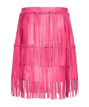 Oscar De La Renta Fringed Leather Skirt