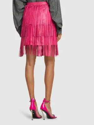 Oscar De La Renta Fringed Leather Skirt