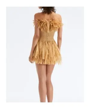 Oscar De La Renta Raffia Fringe Dress