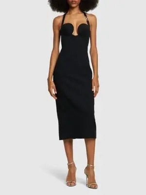 Versace Halterneck Midi Dress With Zipper Detail