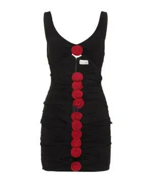 Magda Butrym Rose Embellished Ruched Dress - Black