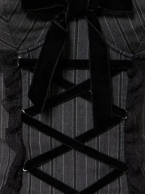 Alessandra Rich Pinstripe Lace Up Dress