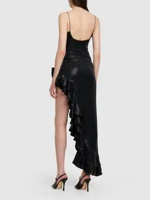 Alessandra Rich Asymmetrical Ruffled Maxi Dress