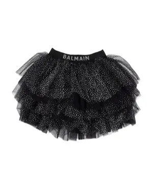 Balmain Logo Tulle Skirt - Black