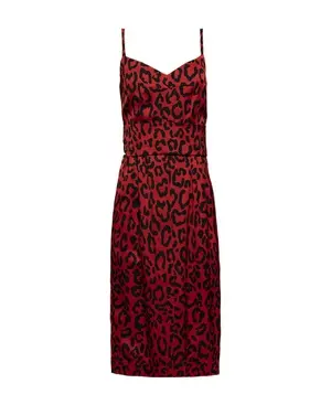 Dolce & Gabbana Animal Print Strappy Midi Dress - Red