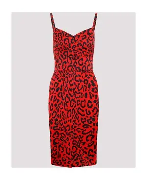 Dolce & Gabbana Animal Print Strappy Midi Dress