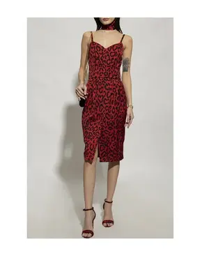 Dolce & Gabbana Animal Print Strappy Midi Dress