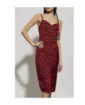 Dolce & Gabbana Animal Print Strappy Midi Dress