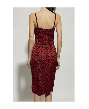 Dolce & Gabbana Animal Print Strappy Midi Dress