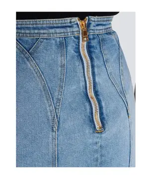 Balmain Buttoned High-waist Denim Skirt