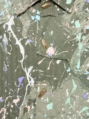 MITHRIDATE Graffiti Patchwork Cotton Denim Shirt