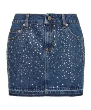 Alessandra Rich Embellished Denim Mini Skirt - Blue