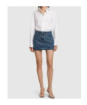 Alessandra Rich Embellished Denim Mini Skirt
