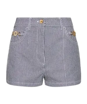 PATOU Striped Denim Shorts - Gray
