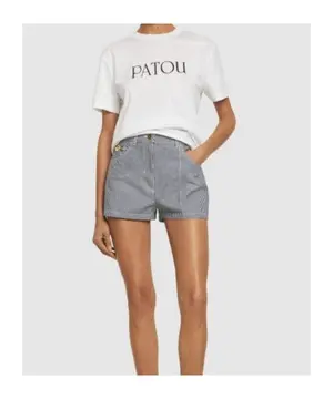 PATOU Striped Denim Shorts
