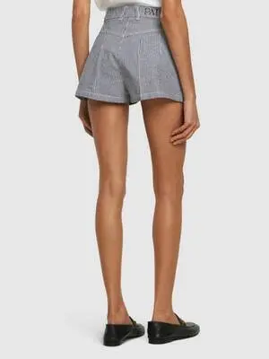 PATOU Striped Denim Shorts