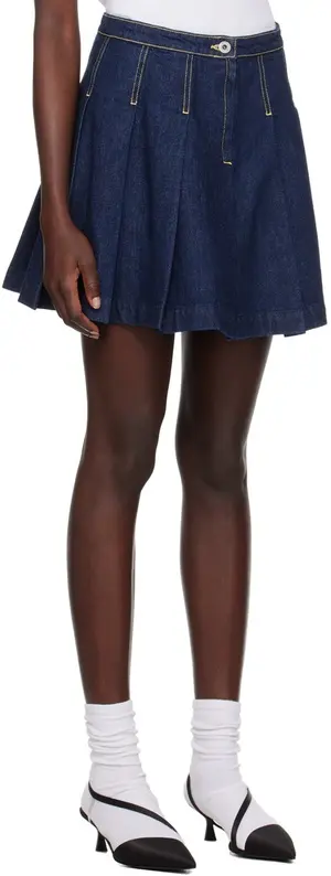 Kenzo Pleated Denim Mini Skirt