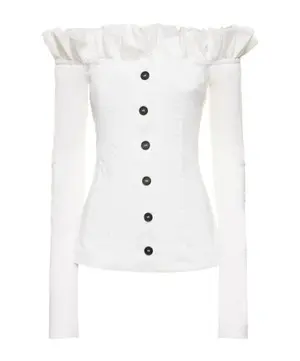 PHILOSOPHY DI LORENZO SERAFINI Philosophy Di Lorenzo Serafini Ruffled Neckline Button Front Blouse