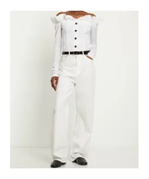 Philosophy Di Lorenzo Serafini Ruffled Neckline Button Front Blouse