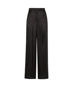 Fendi Ff Jcquard High-waist Straight-leg Trousers - Black