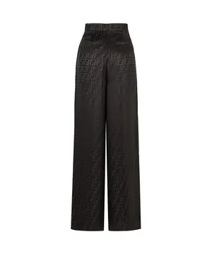 Fendi Ff Jacquard High-waist Straight-leg Trousers - Black