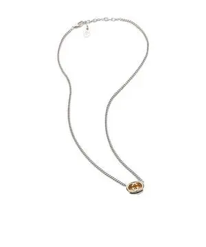 Gucci Interlocking G Pendant Chain Necklace - Palladium And Gold