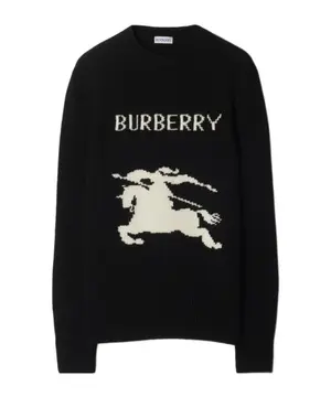 Burberry Equestrian Knight Intarsia-knit Crewneck Jumper - Black
