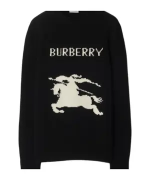 Burberry Equestrian Knight Intarsia-knit Crewneck Jumper - Black