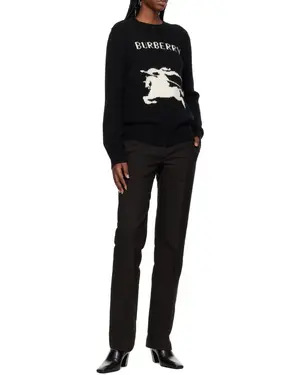 Burberry Equestrian Knight Intarsia-knit Crewneck Jumper - Black