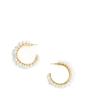 SELF-PORTRAIT Pearl Cluster Hoop Earrings