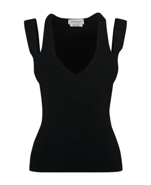 ALEXANDER MCQUEEN Alexander McQueen V-Neck Cut-Out Knit Top
