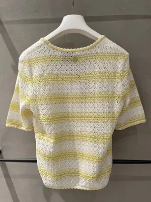 Loewe Striped Crochet Knit Top - White/yellow