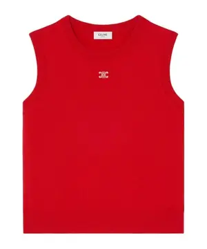 Celine Fine Wool Sleeveless Top - Red