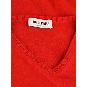Miu Miu Embroidered Logo V-neck Jumper