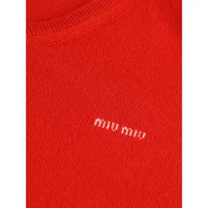 Miu Miu Embroidered Logo V-neck Jumper