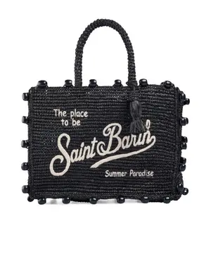 MC2 SAINT BARTH Raffia Handbag With Beaded Embellishments