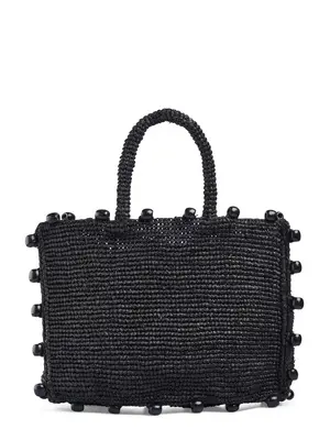 MC2 SAINT BARTH Raffia Handbag With Beaded Embellishments